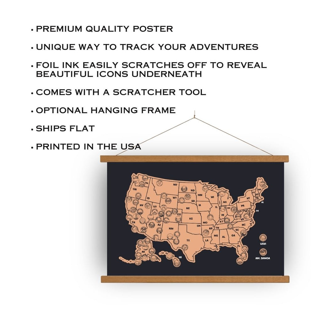 USA Map with 63 National Parks Scratch off Map – Track Your Adventures